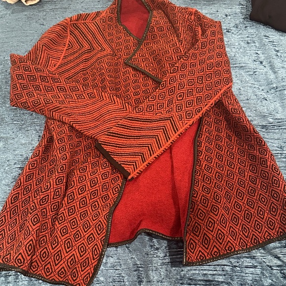Sweaters | Geometric Patterned Red And Black Womens Cardigan | Poshmark